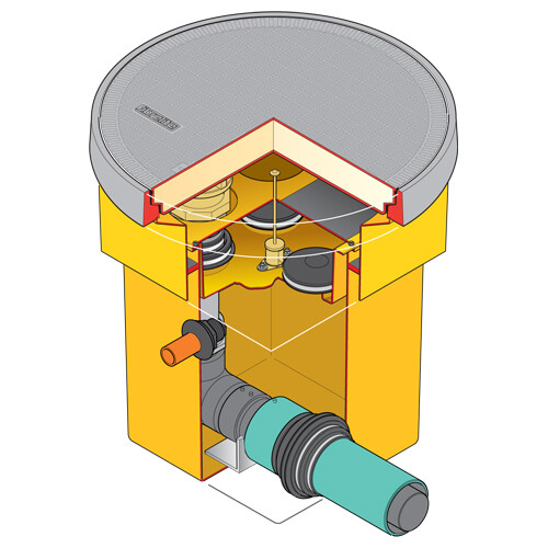500mm ( 20″) Square Sump with Platform and Drainback – S2